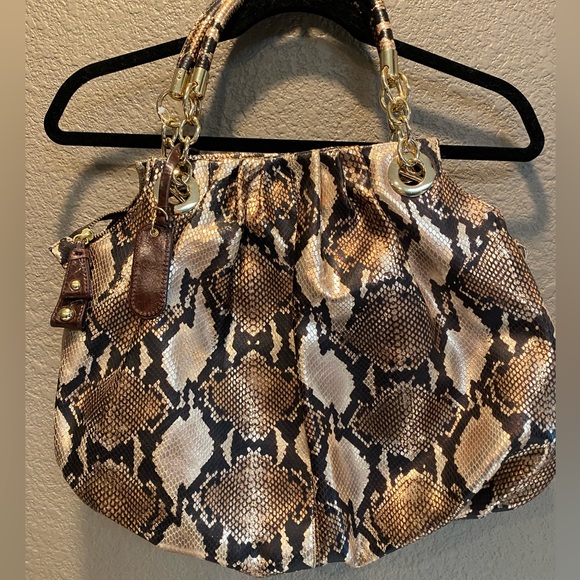 Cynthia Rowley | Accessories | Large Gold And Brown Metallic Snake Skin ...